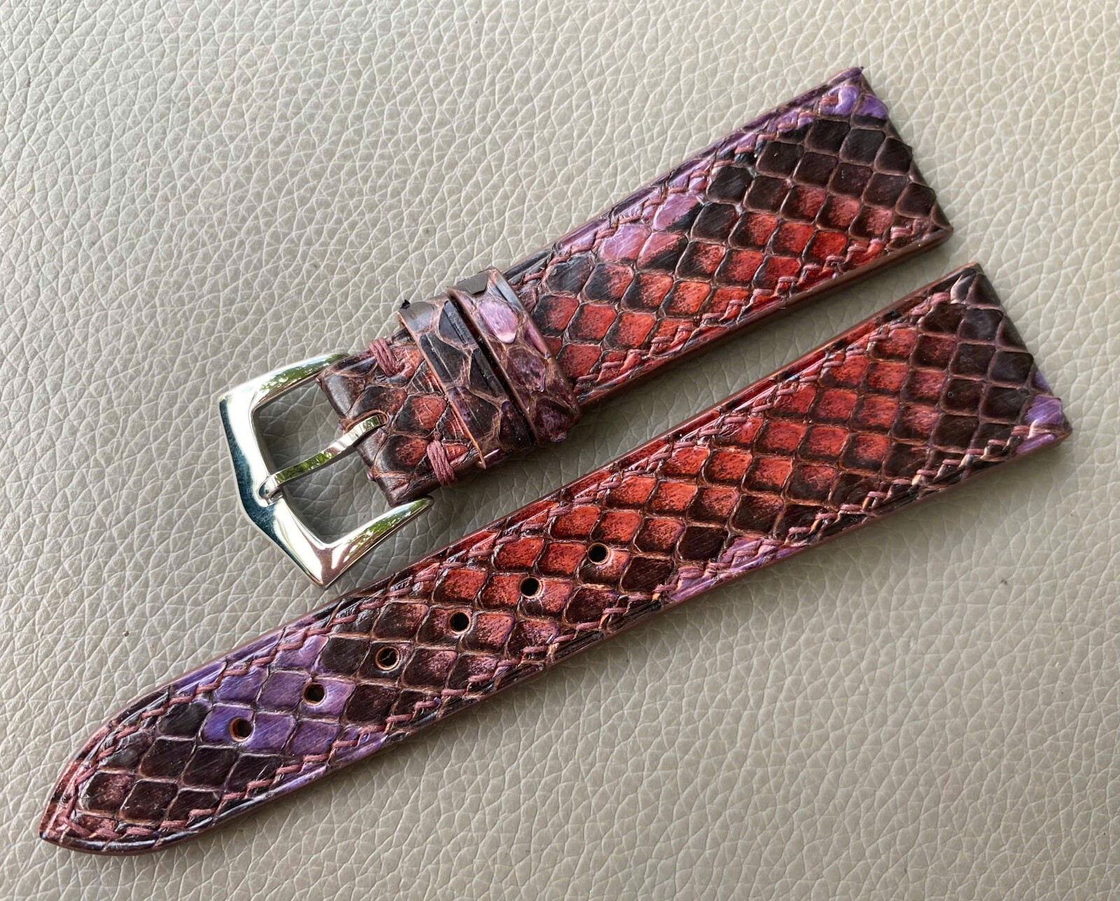 Genuine Snake Leather Watch Strap Band Size10...18 19 20 21 22 23 24 25 ...