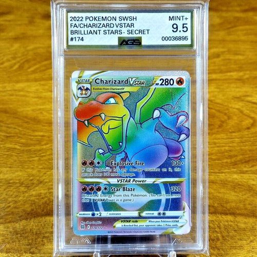 Pokemon SWSH Brilliant Stars Secret Charizard VSTAR 174/172 AGS Mint+ 9 ...