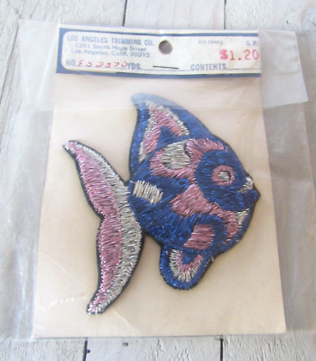 Vintage Embroidery Patch Applique FISH Pink Blue 3 3/4 x 3 inch NIP | eBay
