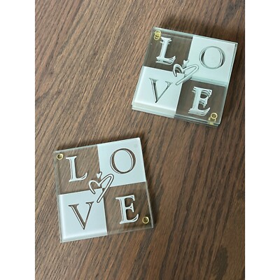 Set of 4 Glass “LOVE” Coasters | eBay
