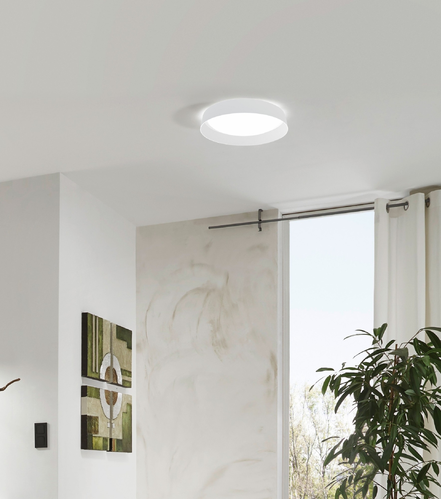 Eglo 93388A Palomaro 1 Light LED 19.625"W Flush Mount Ceiling - White ...