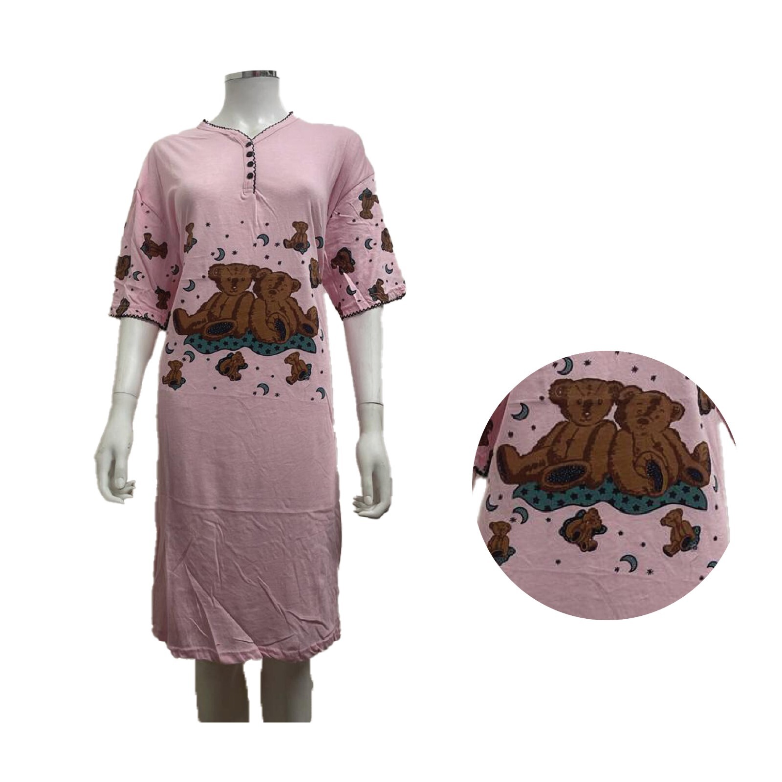Ladies Baggy Nightwear Fun Nightie Night Shirt Front Buttons Pyjamas ...