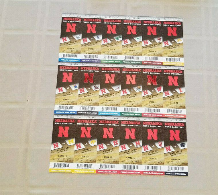 2017-18 NEBRASKA CORNHUSKER BASKETBALL TICKET STUBS | eBay