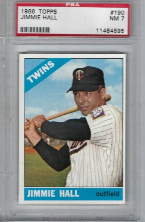 1966 Topps baseball card #190 Jimmie Hall Minnesota Twins graded PSA 7 ...