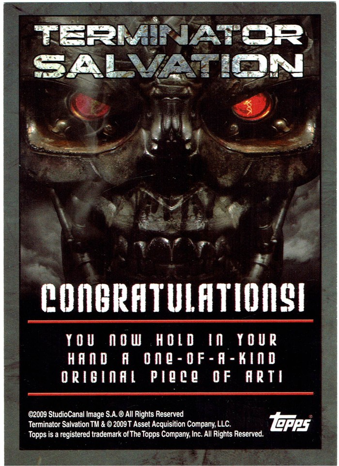 Terminator Salvation Topps 2009 1/1 Artist Sketch Card Robert Teranishi ...