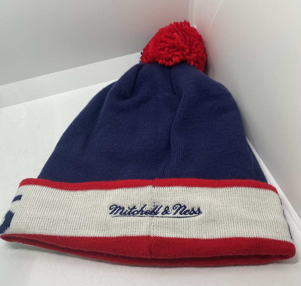 New York Giants NFL Stocking Hat W/Pom Slouchy Beanie Mitchell & Ness ...