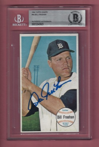 1964 TOPPS GIANTS #30 BILL FREEHAN SIGNED BECKETT CERTIFIED DETROIT ...