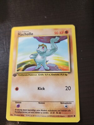 1st Edition Machop (Machollo) 52/102 German Base Set Pokemon Card p17 ...