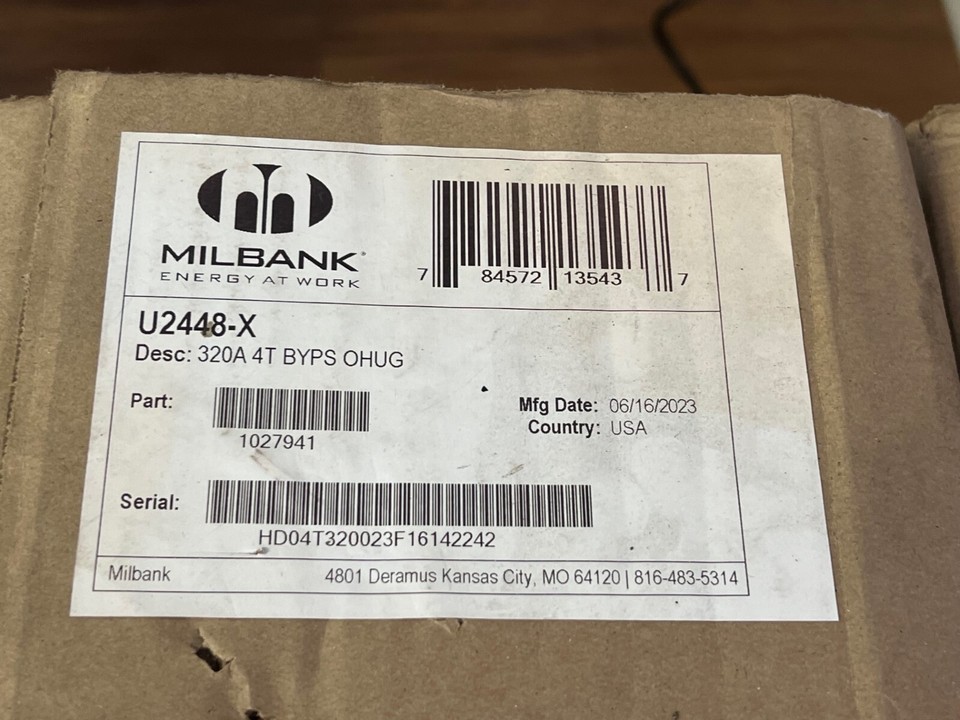 BRAND NEW Milbank U2448-X 400320 Amp. Single Phase Meter Box | eBay
