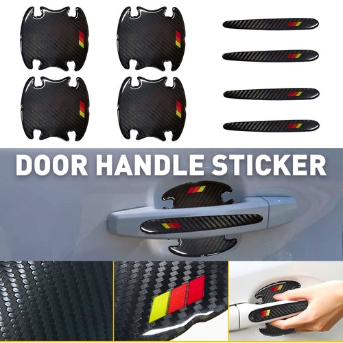 8x Car Door Handle Bowl Guard Protective Film Sticker Reflective Strips ...