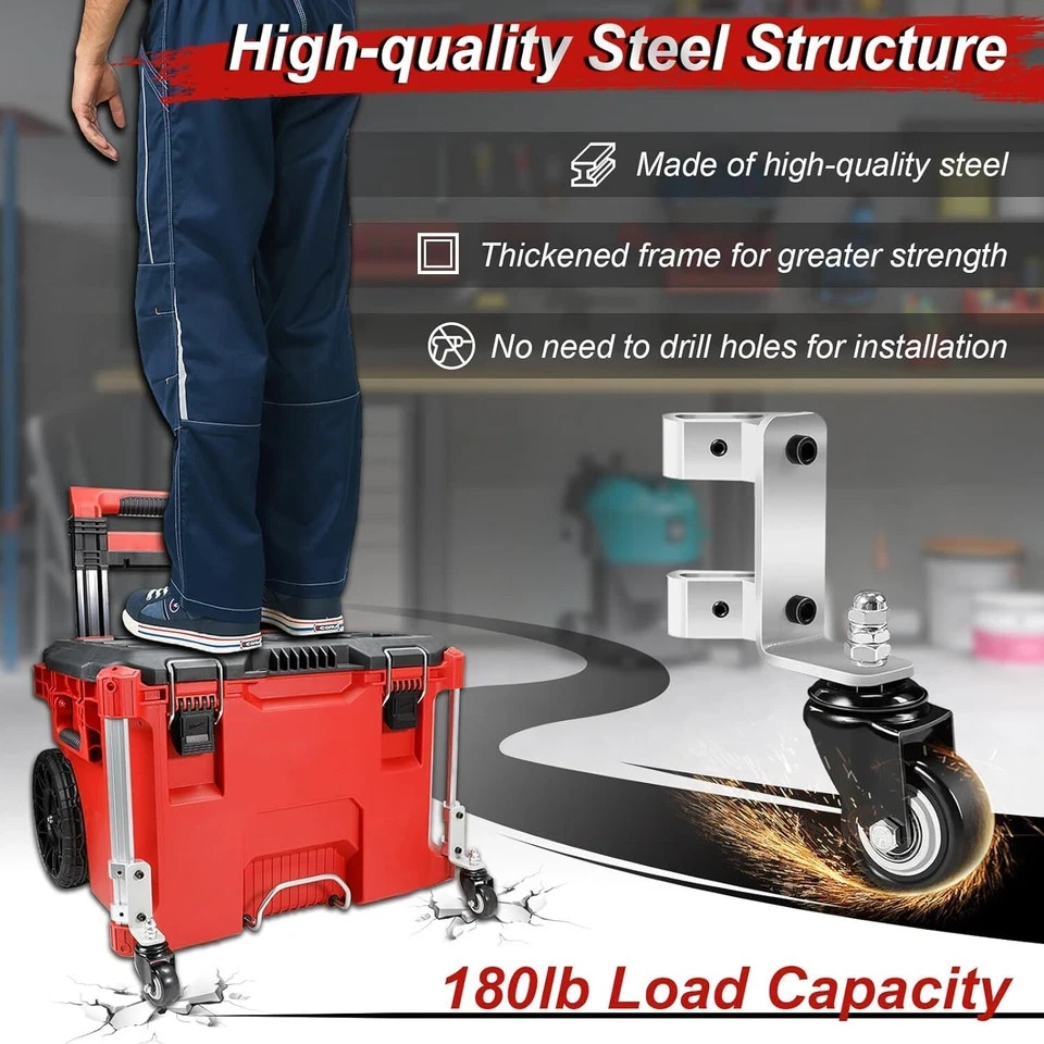 Metal Casters for Milwaukee Packout Rolling Tool Box | eBay