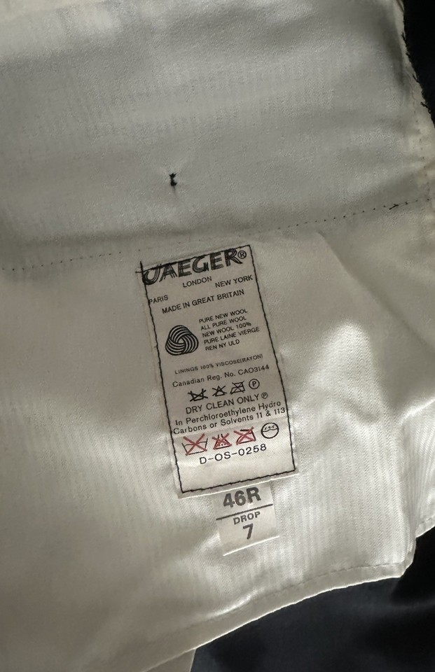 Jaegar Pure New Wool Black Trousers Vintage Made in Great Britain (46R ...
