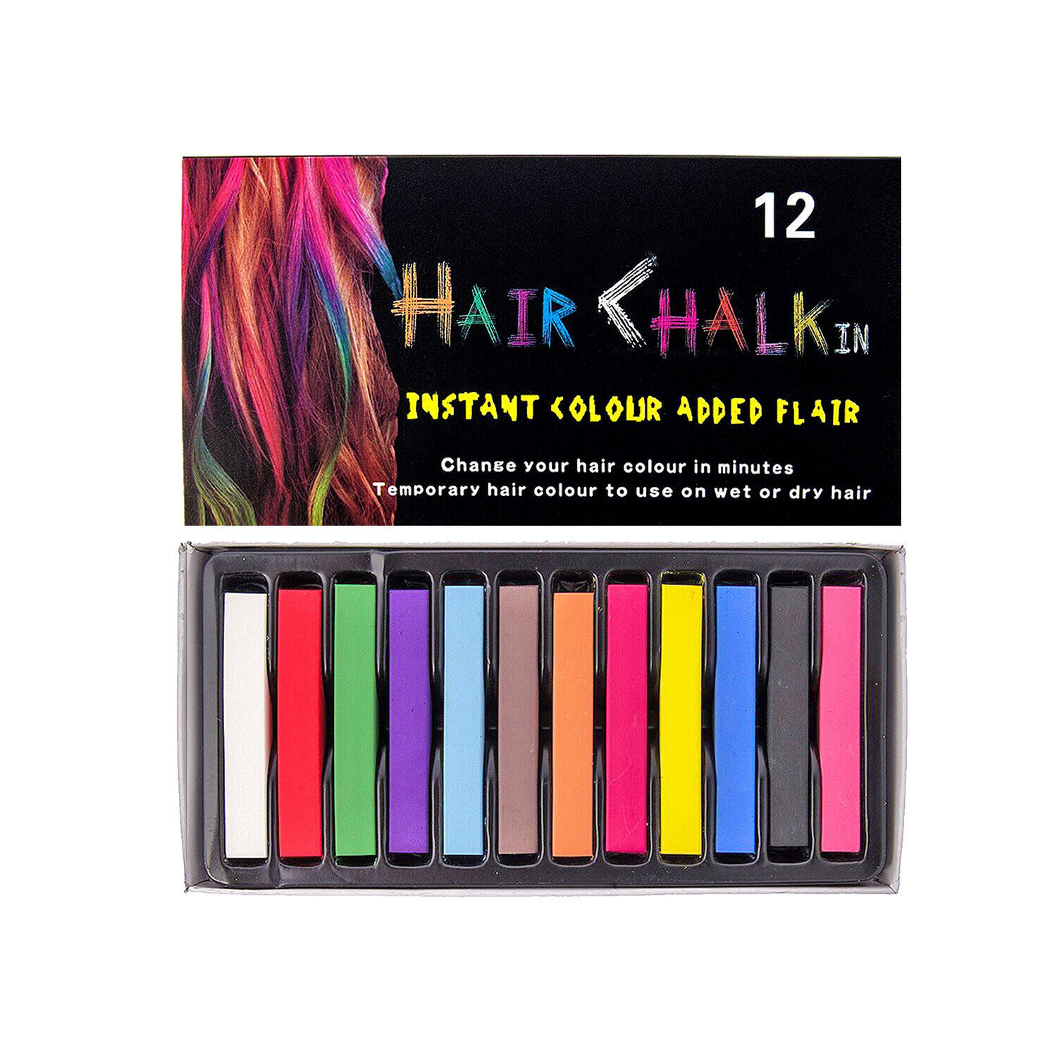 6/12/24/36 Color Hair Chalk Temporary Hair Chalks Colour Washout ...