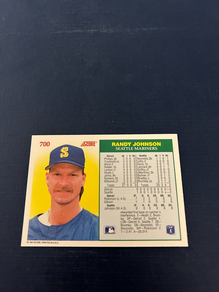 1991 Score Baseball Randy Johnson No Hit Club #700 HOF Set Break NM | eBay