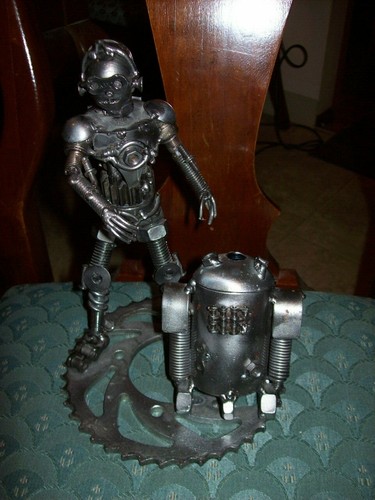 STAR WARS R2D2 C3PO SCRAP METAL SCULPTURE FIGURE LUCAS 9" x 7" x 7 ...