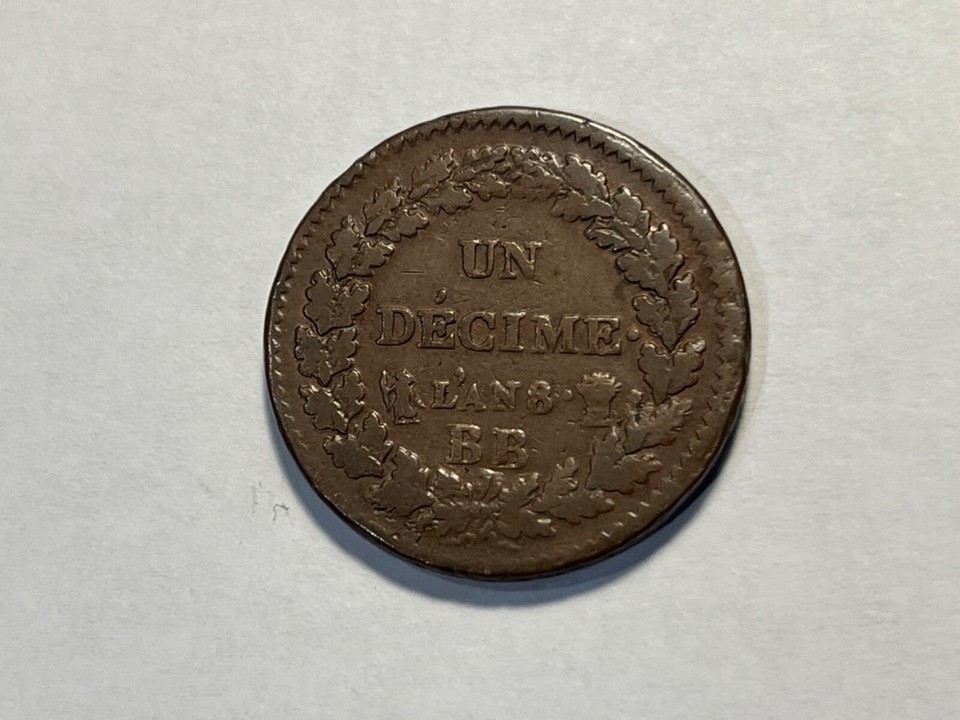 Monnaie France Un Décime Dupré An 8 BB Cuivre (153-47/P6) | eBay