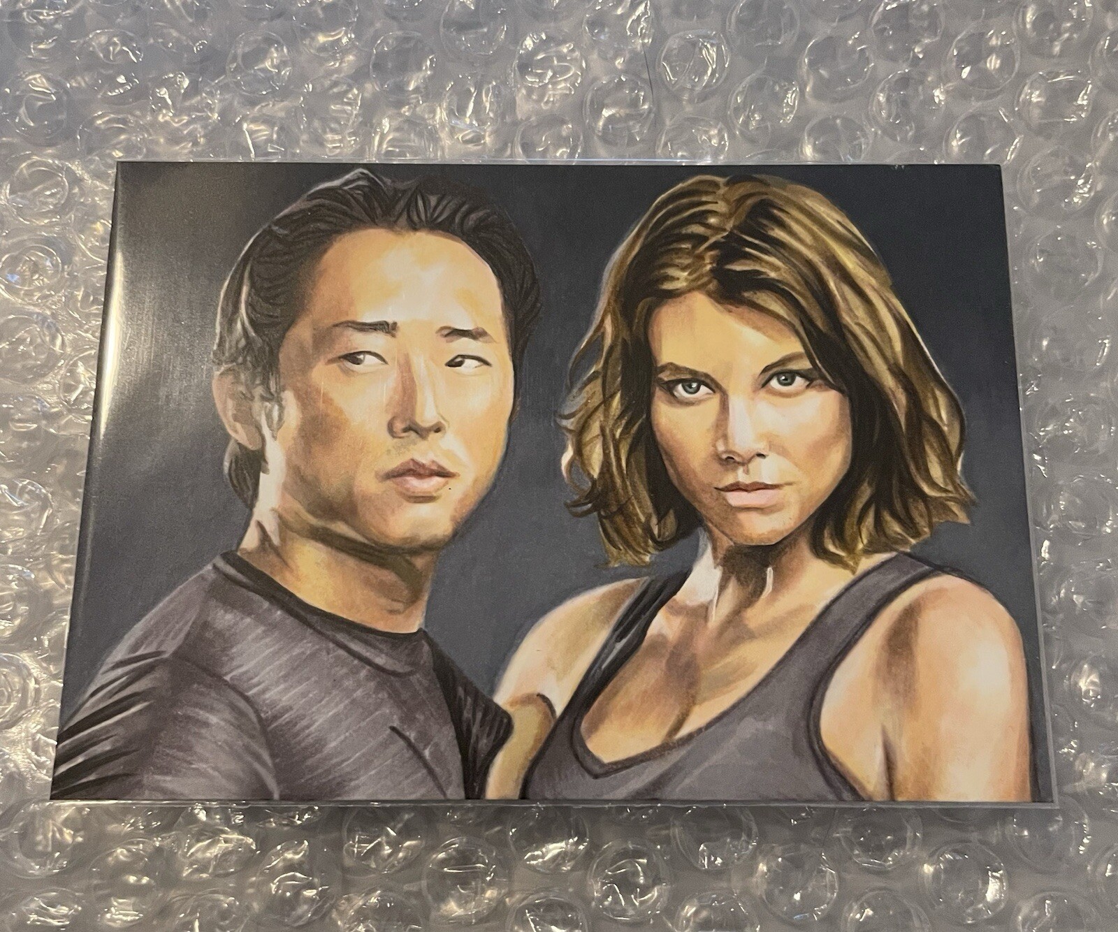 THE WALKING DEAD GLENN RHEE MAGGIE GREENE LARGE TWD SKETCH PSC ACEO ART ...