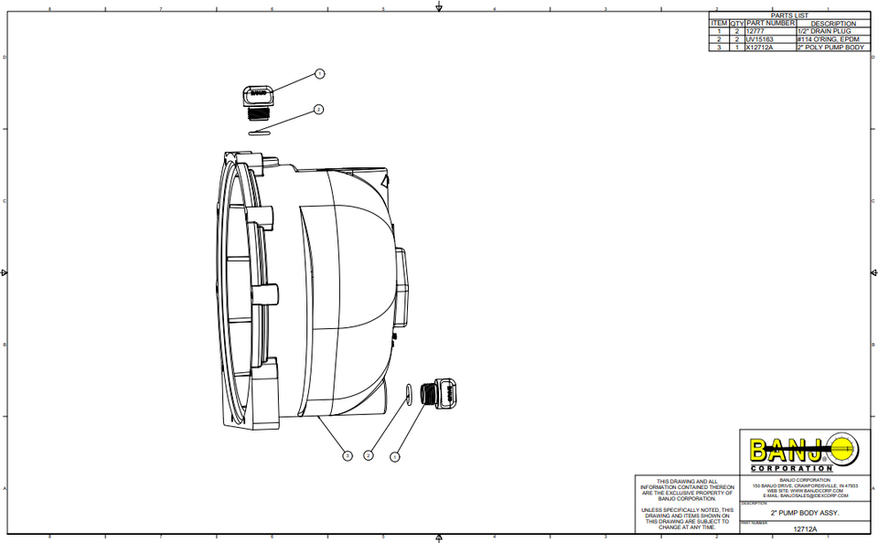 Banjo 2 Inch Polypropylene Pump Body Assembly - 12712A | eBay