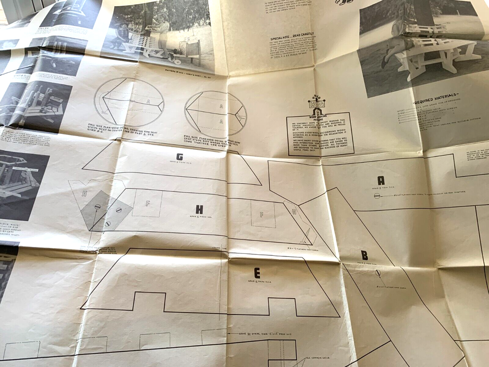 Vtg U-Bild Tree Seat Woodworking Pattern UNCUT #352 Mid Century Garden ...