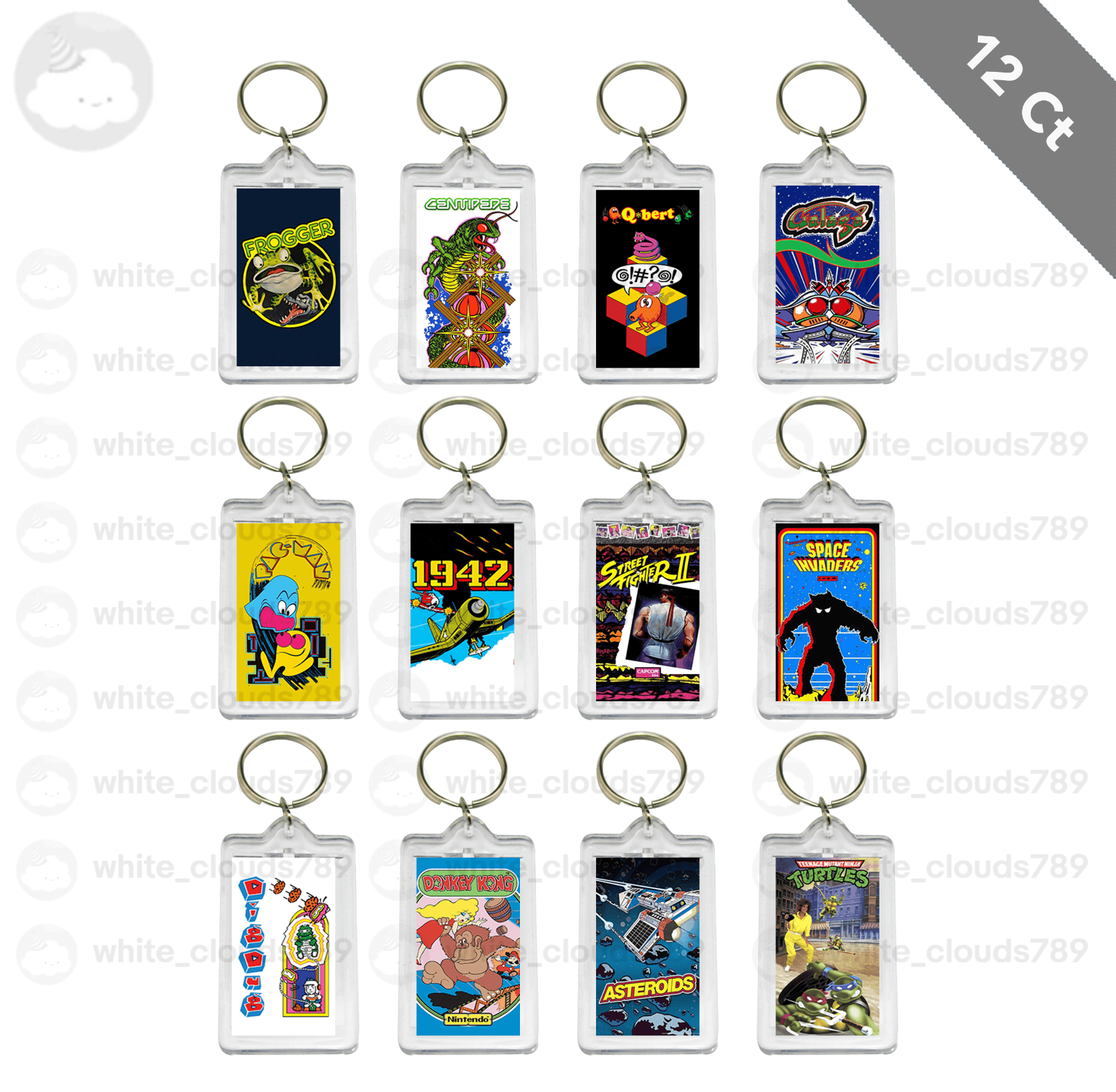 12 Classic Arcade Games Keychains for Kids Birthday Party Favor Gifts ...