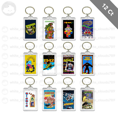 12 Classic Arcade Games Keychains for Kids Birthday Party Favor Gifts ...