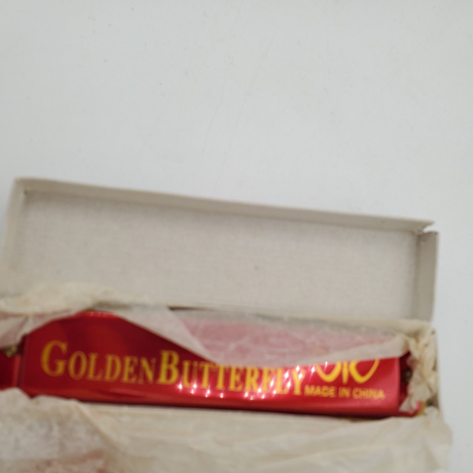 Vintage Golden Butterfly Harmonica 32 Hole Key of C - NEW Unused w ...
