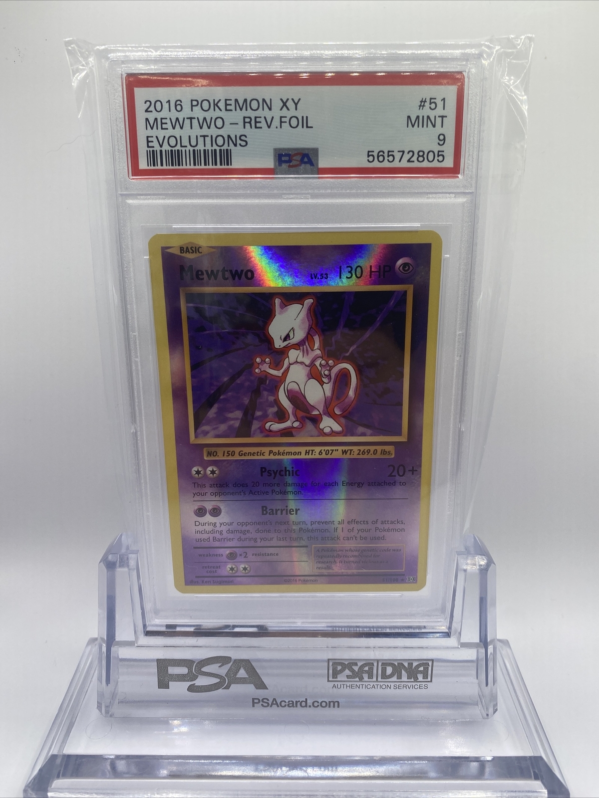 2016 Pokemon XY Evolutions Mewtwo Reverse Foil Holo PSA 9 Mint 51/108 ...