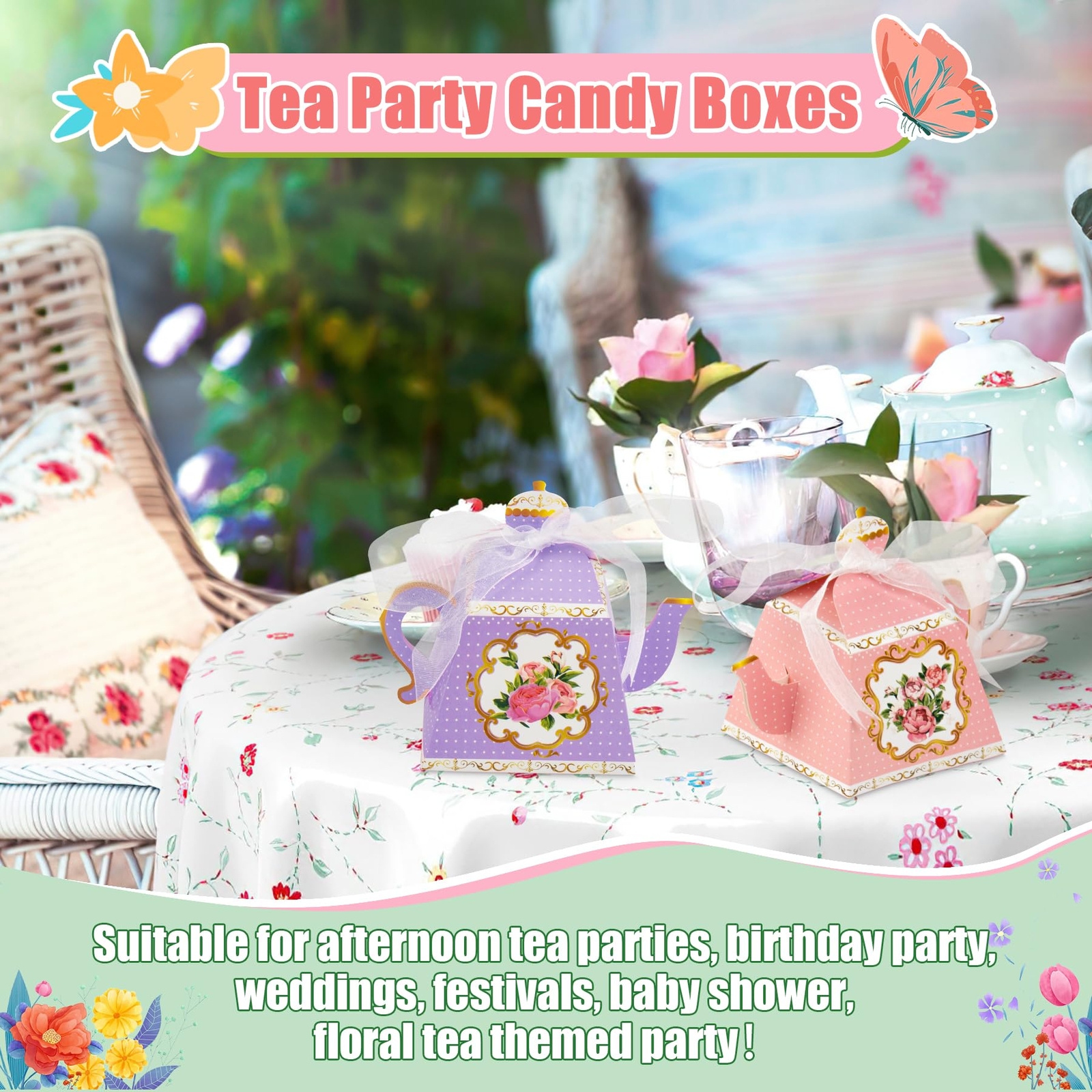 12PCS Flower Tea Party Gift boxes Vintage Teapot Candy Boxes Paper ...