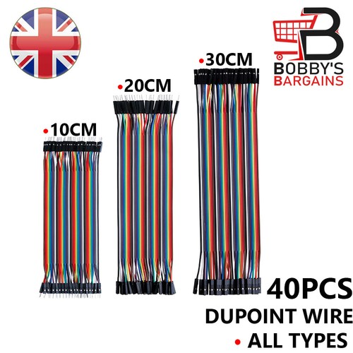 40PCS DUPONT JUMPER WIRE LEAD BREADBOARD CABLE ARDUINO JUMP HOBBY ...