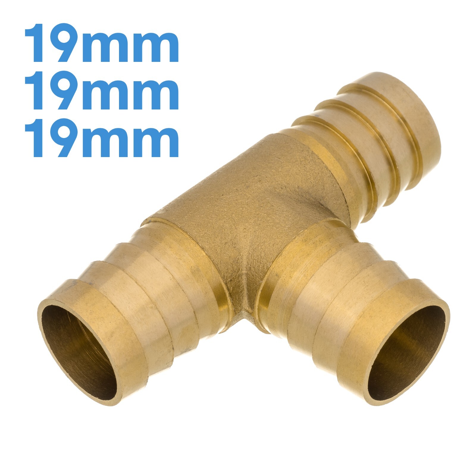 Brass 19mm - 19mm - 19mm 3 Way Barbed Tee Splitter Fitting Tubing Hose ...