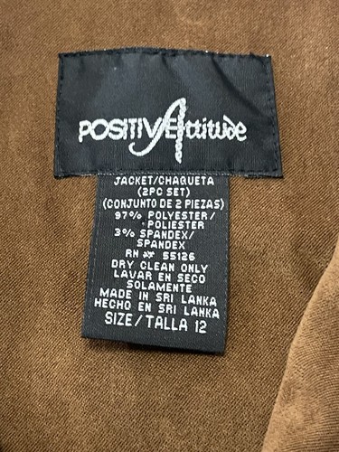 Positive Attitude Sz 12 Button Front Blazer Coat Brown Shoulder Pads ...