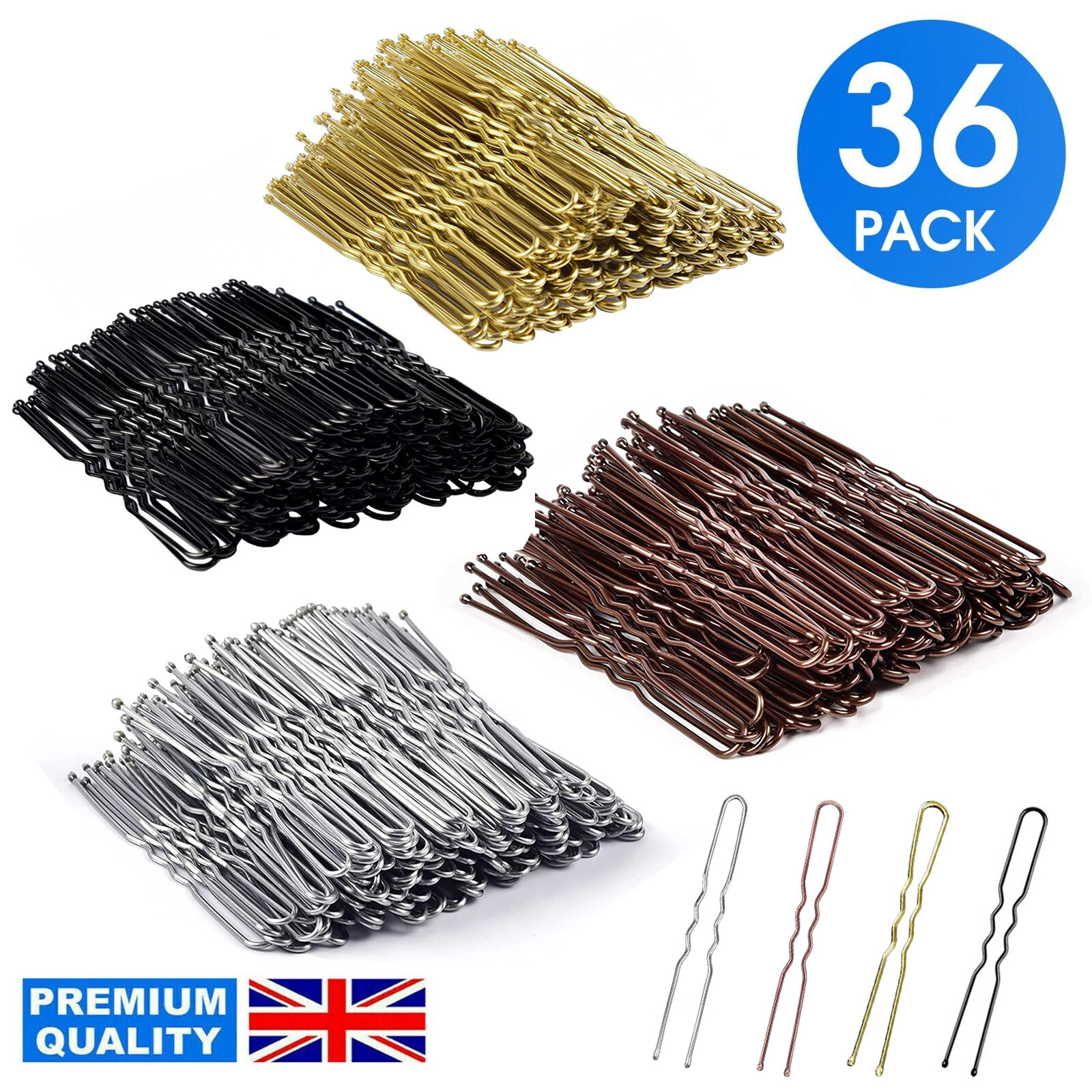 36 LONG LARGE 6.5CM HAIR GRIPS CLIPS BOBBY WAVED PINS SLIDES BLACK ...