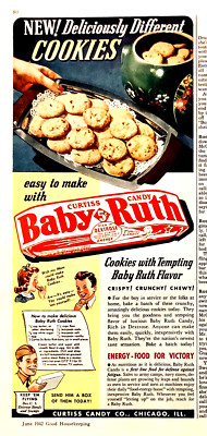 BABY RUTH COOKIE RECIPE—CURTISS CANDY CHICAGO—ORIGINAL 1942 WWII-THEMED ...