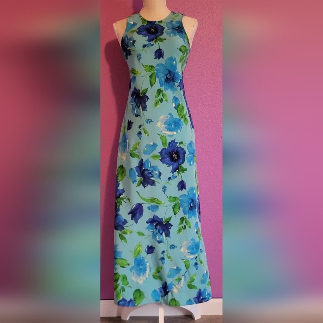 Vintage (1990's) MM by My Michelle Blue Floral Print … - Gem