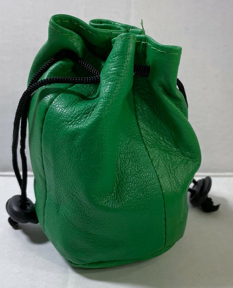 Soft Leather Drawstring Pouch with spring locks Coin Purse wrist pouch ...