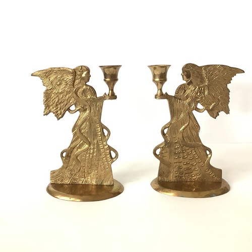 Pair of Vintage Solid Brass Angel Candlestick Holders 8” Tall | eBay