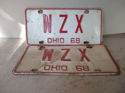 Vintage Pair 1968 Ohio License Plates pair WZX Vanity Plates | eBay