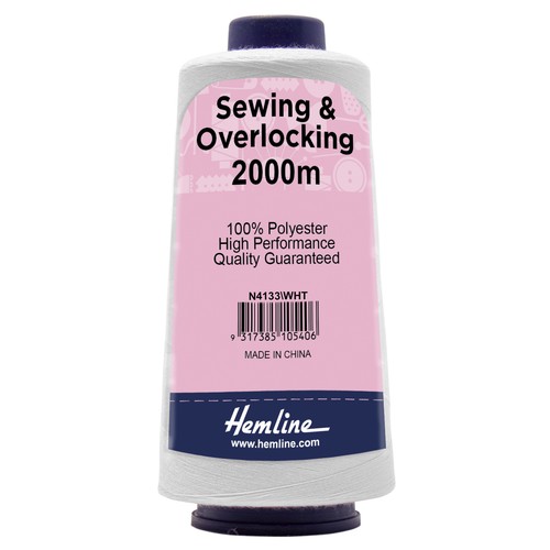 Hemline Overlocking Thread 2000m White 9317385105444 | eBay UK