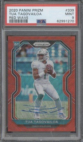 2020 Panini Prizm Red Wave #339 Tua Tagovailoa /149 RC Rookie Auto Mint ...