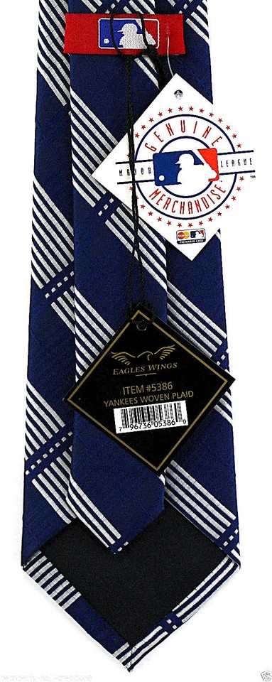 New York Yankees Plaid Men's Neck Tie MLB Licened Baseball Sports Blue ...