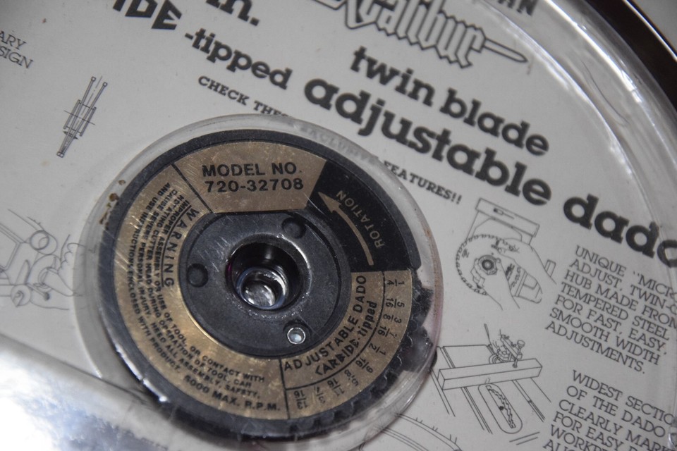 CRAFTSMAN CARBIDE TIPPED ADJUSTABLE DADO TWIN BLADE SET 8" TABLE SAW 5/ ...