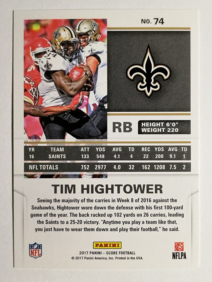 2017 Score #74 Tim Hightower | eBay