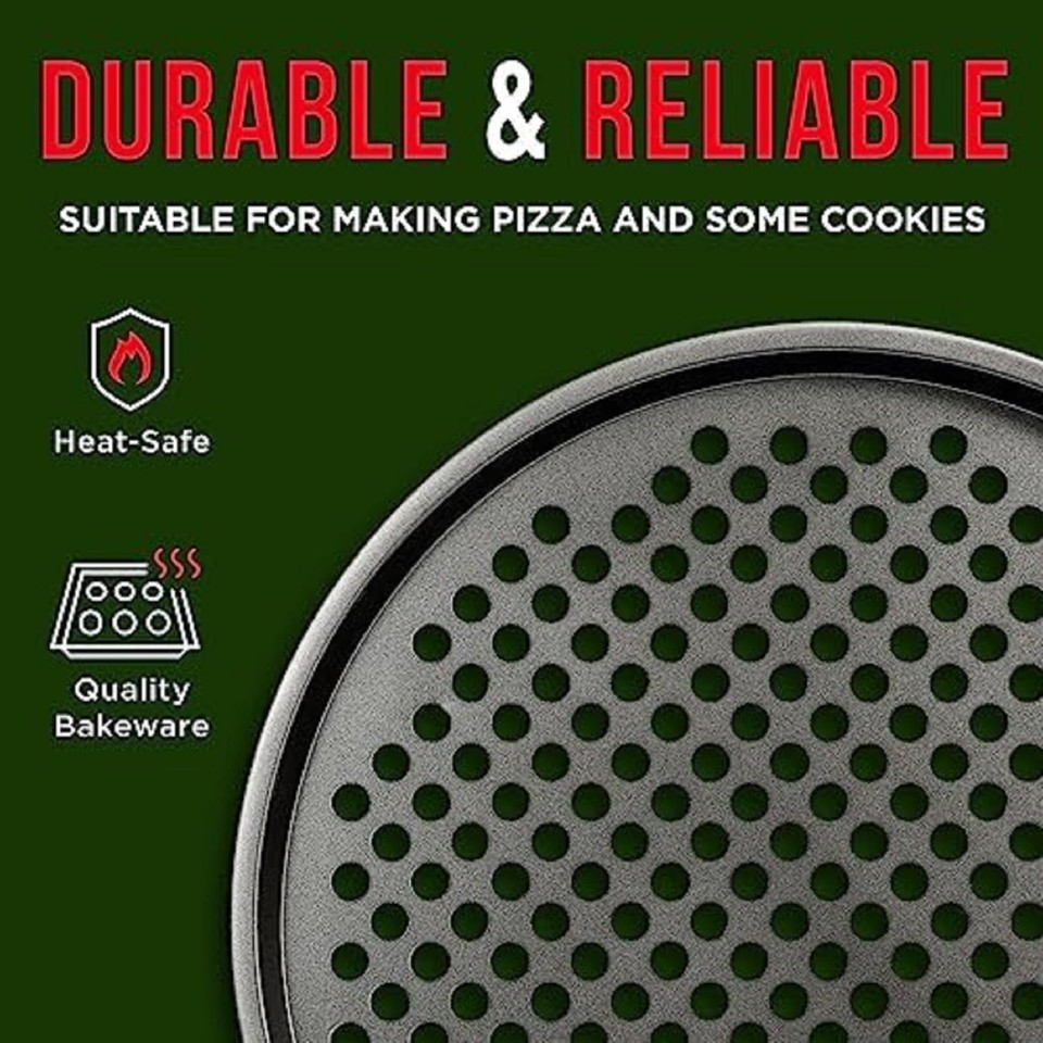 Bakken- Swiss Non-Stick Pizza Pan with Holes - 13-Inch Perforated Pizza ...