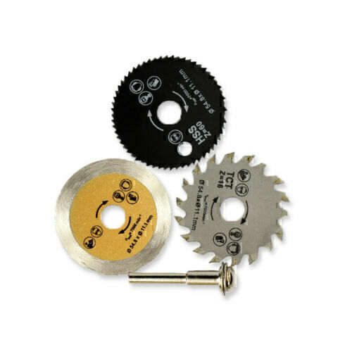 HSS Mini Circular Saw Blade Wood Cutting Blade Rotary Tool+Mandrel 3PC ...