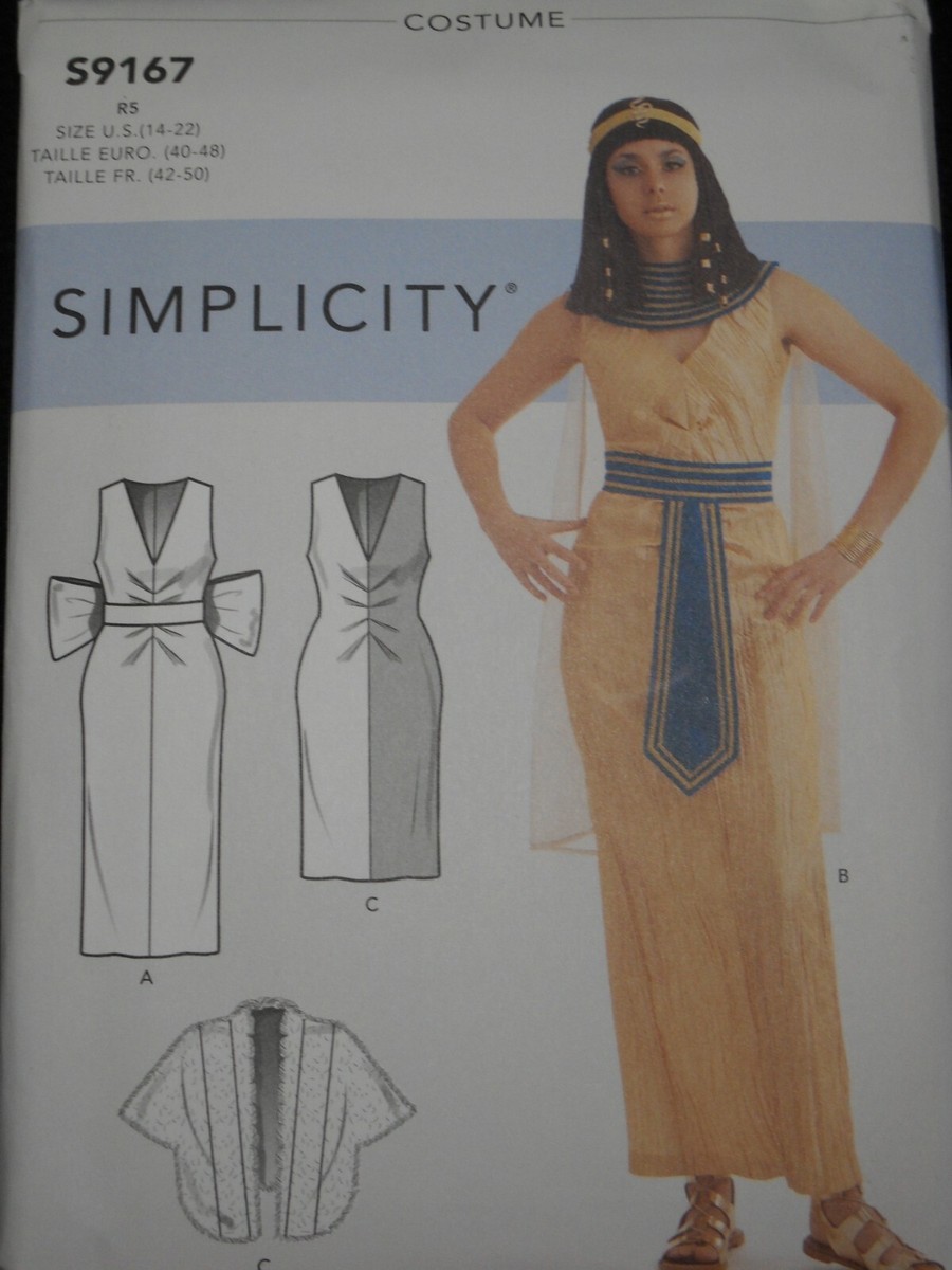 Egyptian Costume Sewing Patterns Women's Costume Pattern Sz 18W 24W