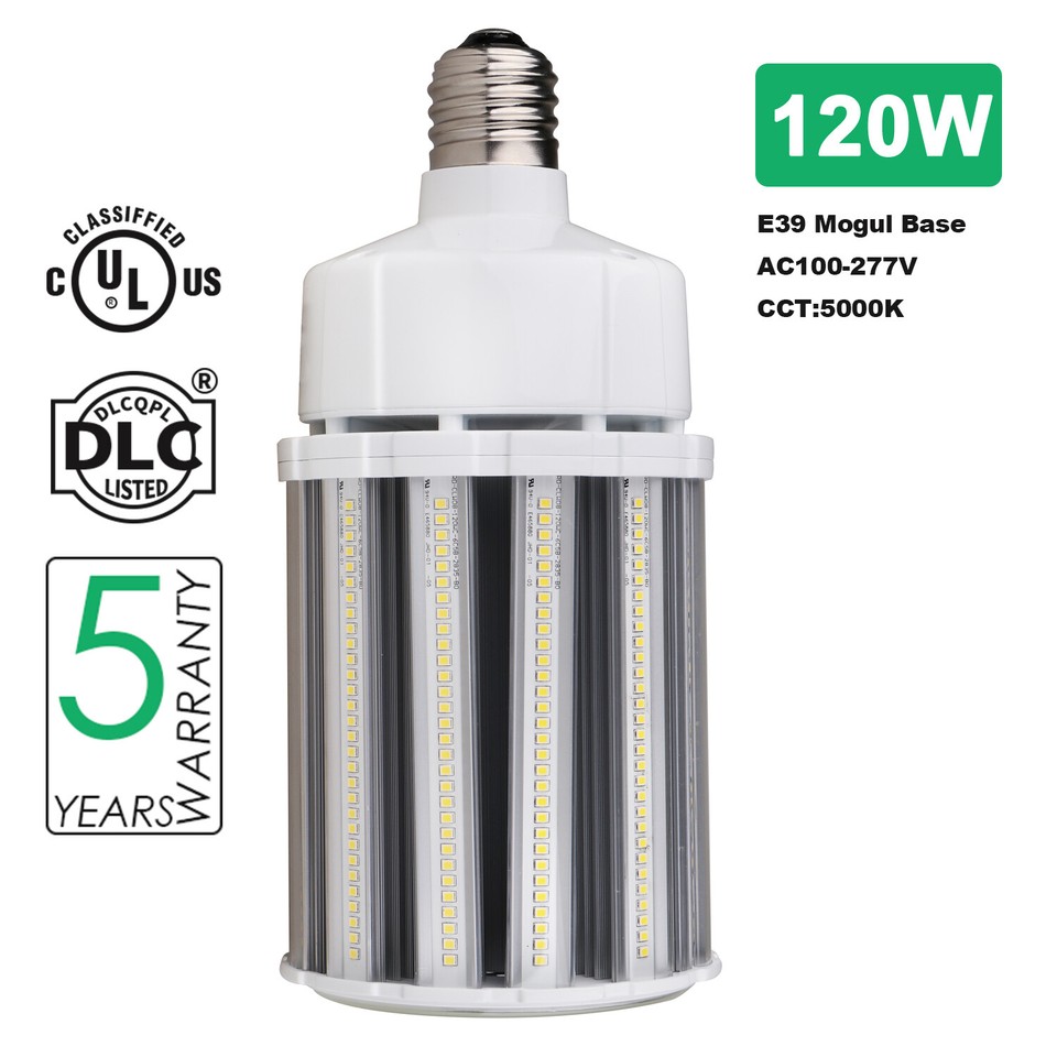 54W 75W 100W 120W LED Bulb Lights Corn Lamp 5000K E39 Base DLC UL ...