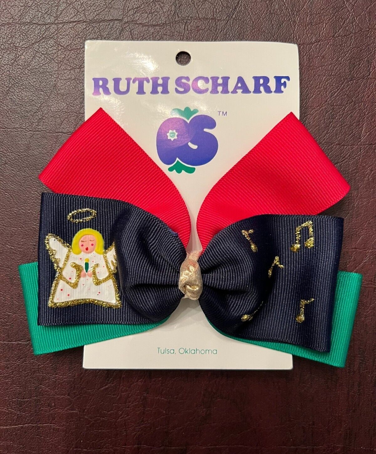 NEW Ruth Scharf Hair Bow Girl’s Christmas Holiday Ribbon ANGEL Red ...