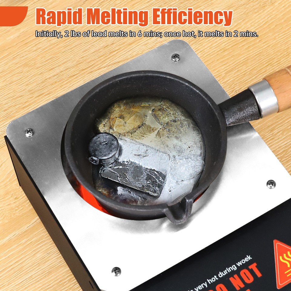 TOAUTO 700W Lead Melting Machine Cast Iron Pot for Fishing Weight Mold ...