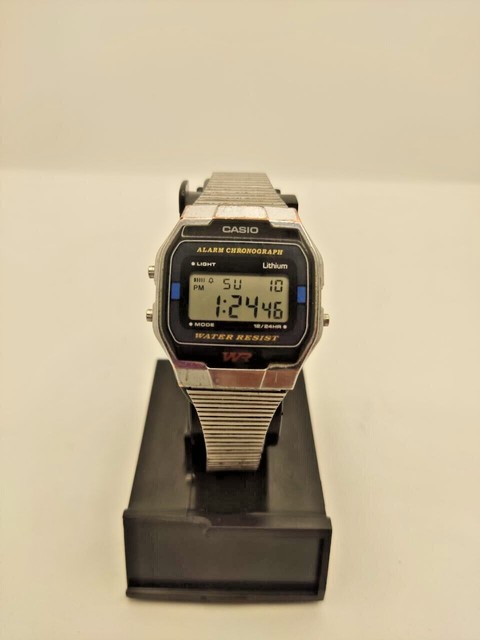 Classic Casio A163W Module 593 Men's Quartz Digital Watch Silver Tone ...