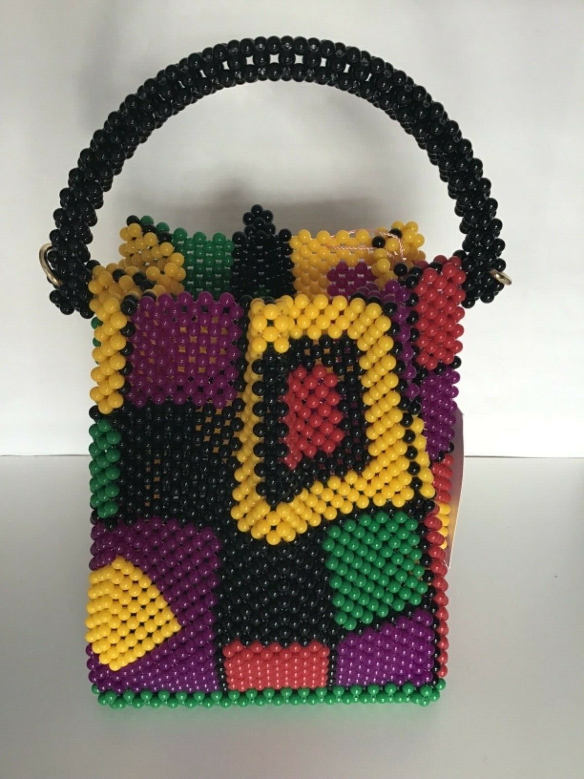 Betina De Luca DEL DUCA Beaded Bucket Shoulder Hand Bag Multi-color ...